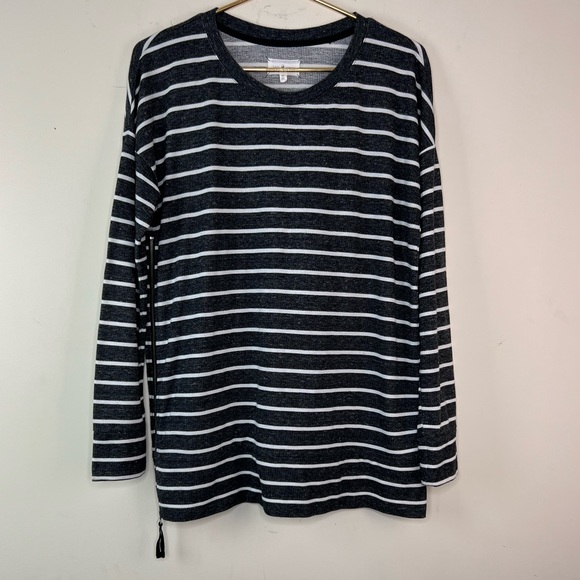 Lou & Grey | Tops | Lou Grey Striped Side Zip Top Medium | Poshmark